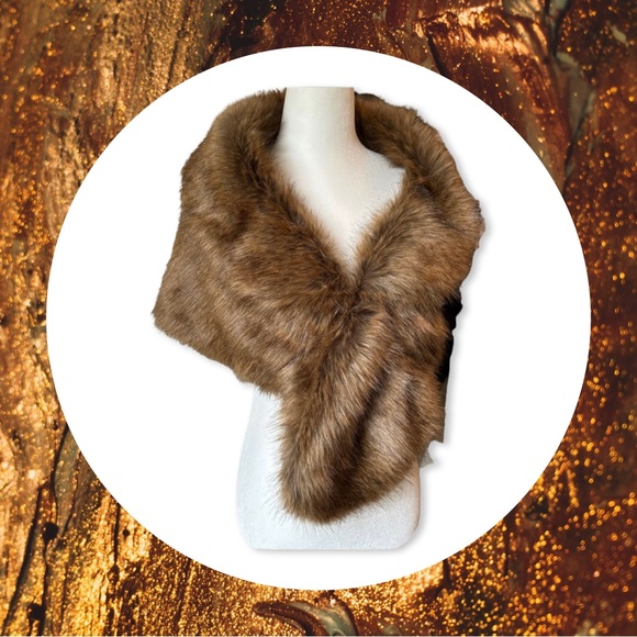 Wenxi | Accessories | Wenxi Faux Fur Wrap Collared Shawl Hook And Eye ...